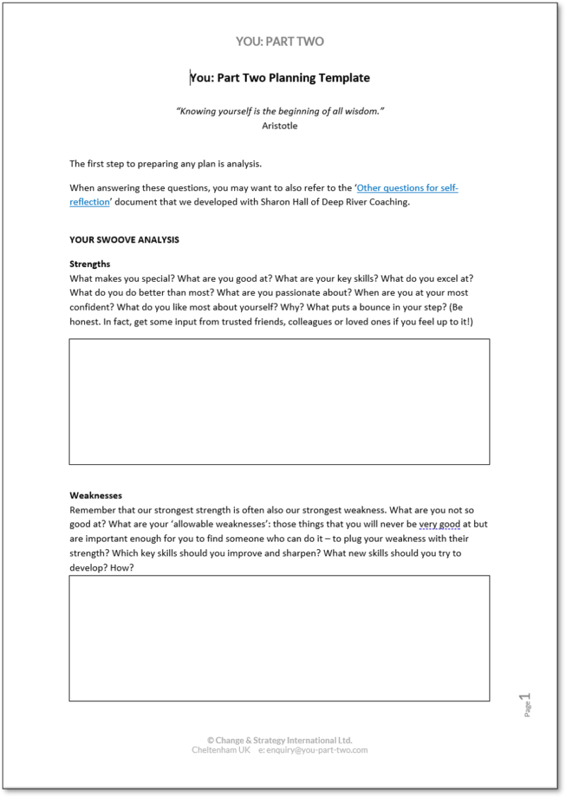 Your Part Two Plan - YOU: PART TWO